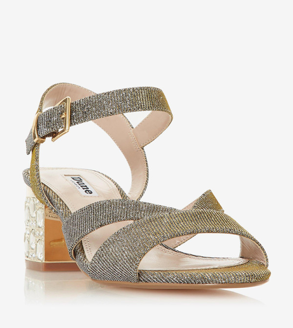 Dune London | Simmery Open Toe Stone Embellished Block Heeled Sandals ...